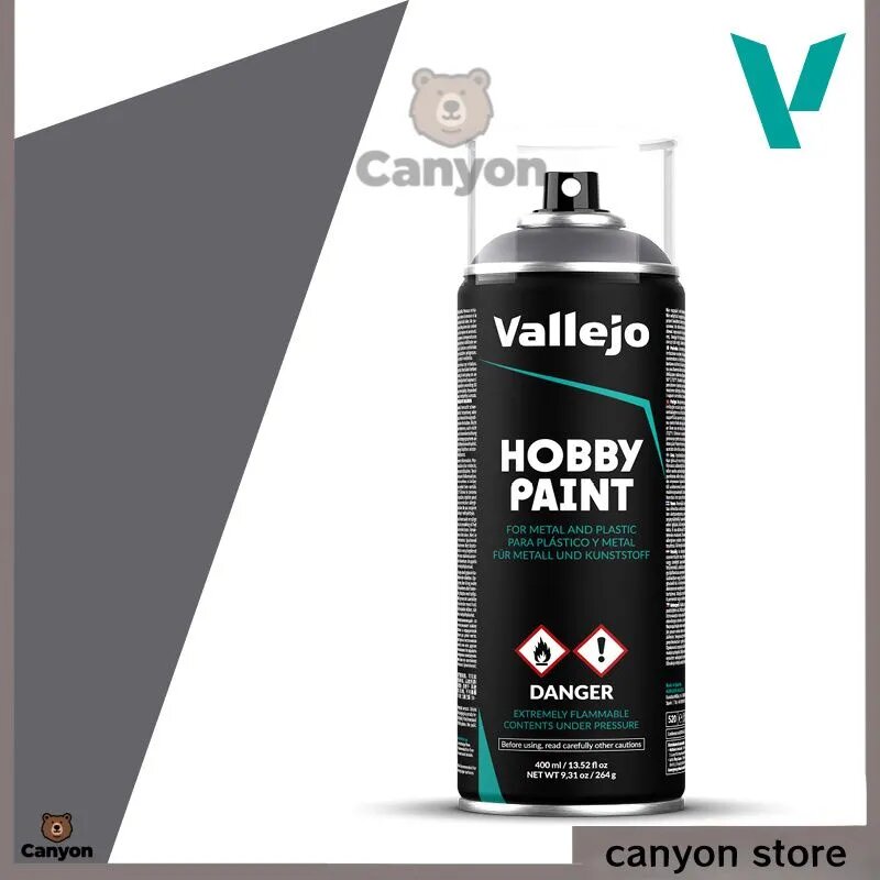 Краски акриловые аэрозольные для моделирования Vallejo серии Fantasy Color Primer - Gunmetal 28031 (400мл)