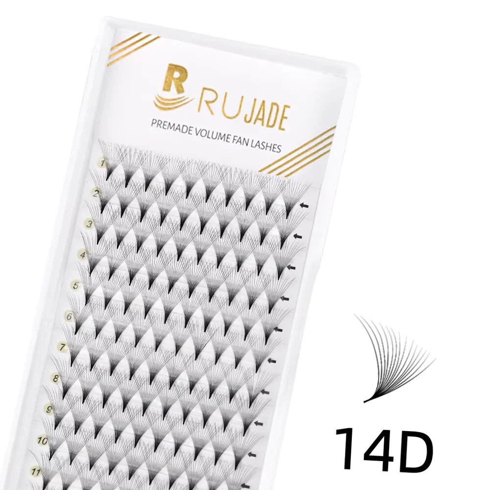 RUJADE Готовые пучки ресниц 5D-14D тонкие 17мм D, 11 мм, 14D (120 fans)