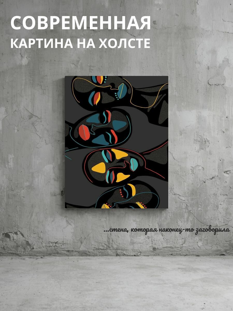 Картина на холсте Абстрактные лица 20x30 см