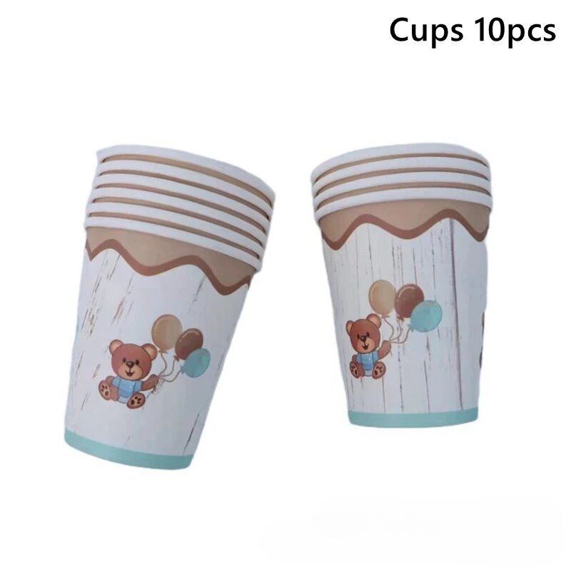 Одноразовая посуда с рисунком медведя Alivparty 10pcs