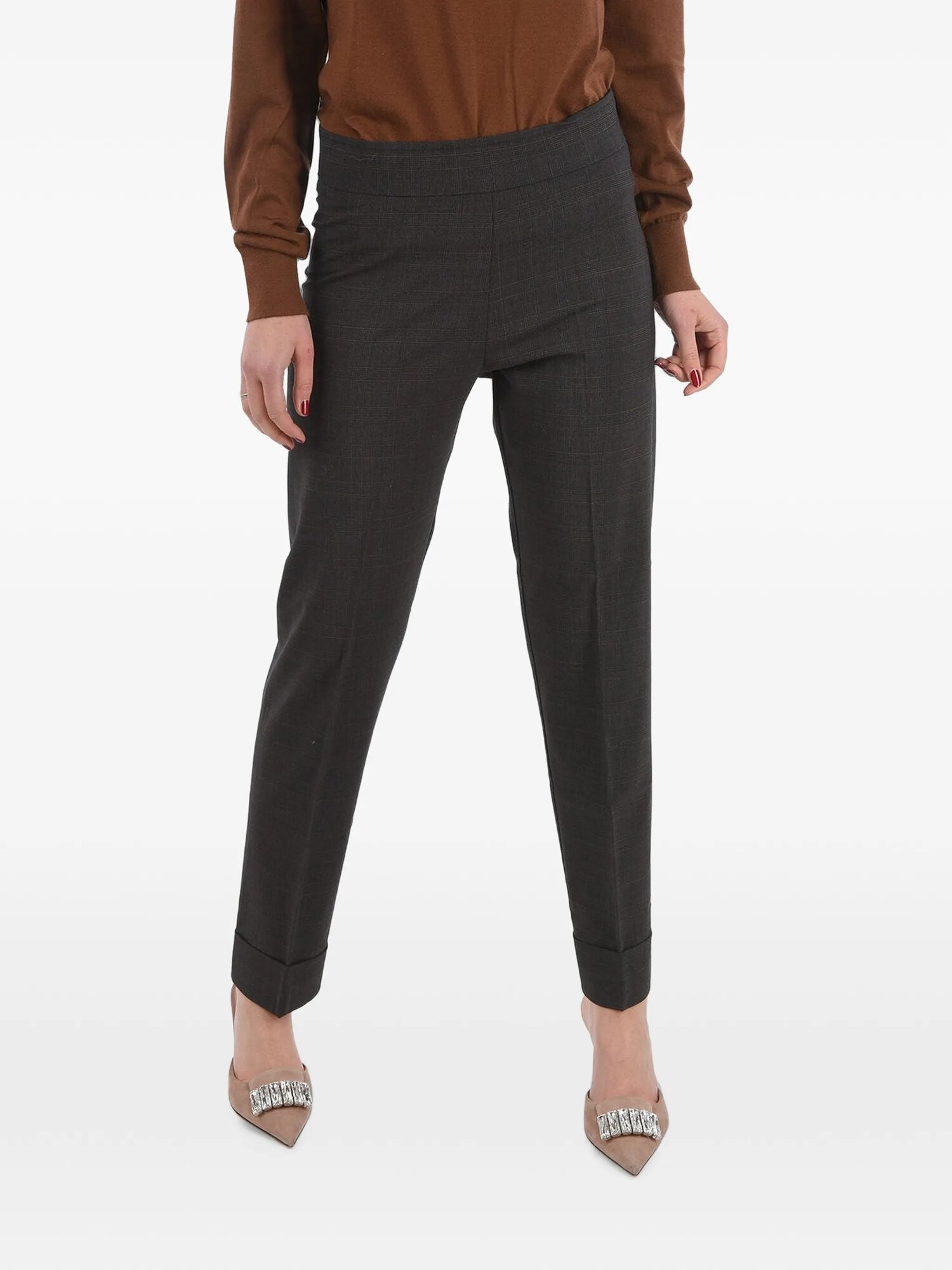 Брюки Checked turn-up trousers