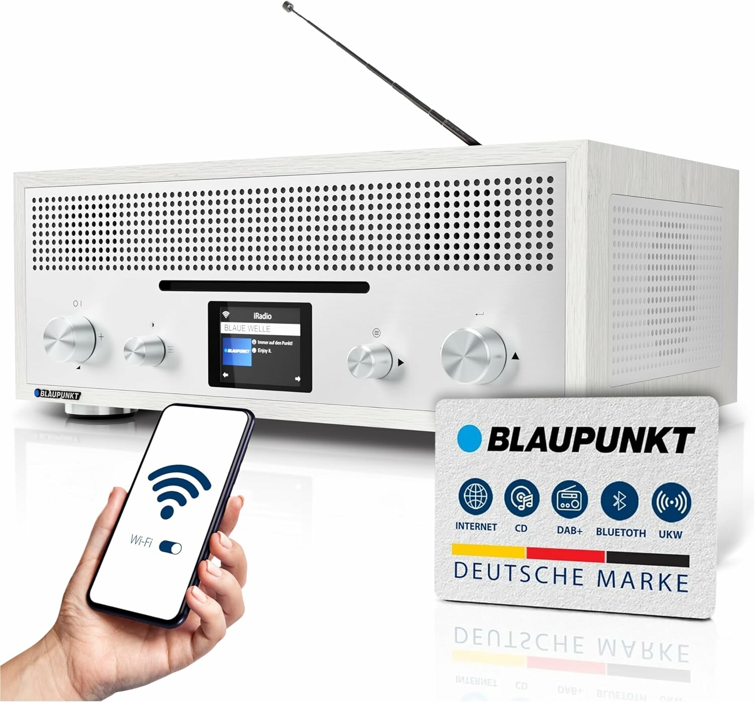 Стерео интернет акустическая система Blaupunkt RXD1900 Milano (CD/CDMP3/FM/BT/DAB+), белый