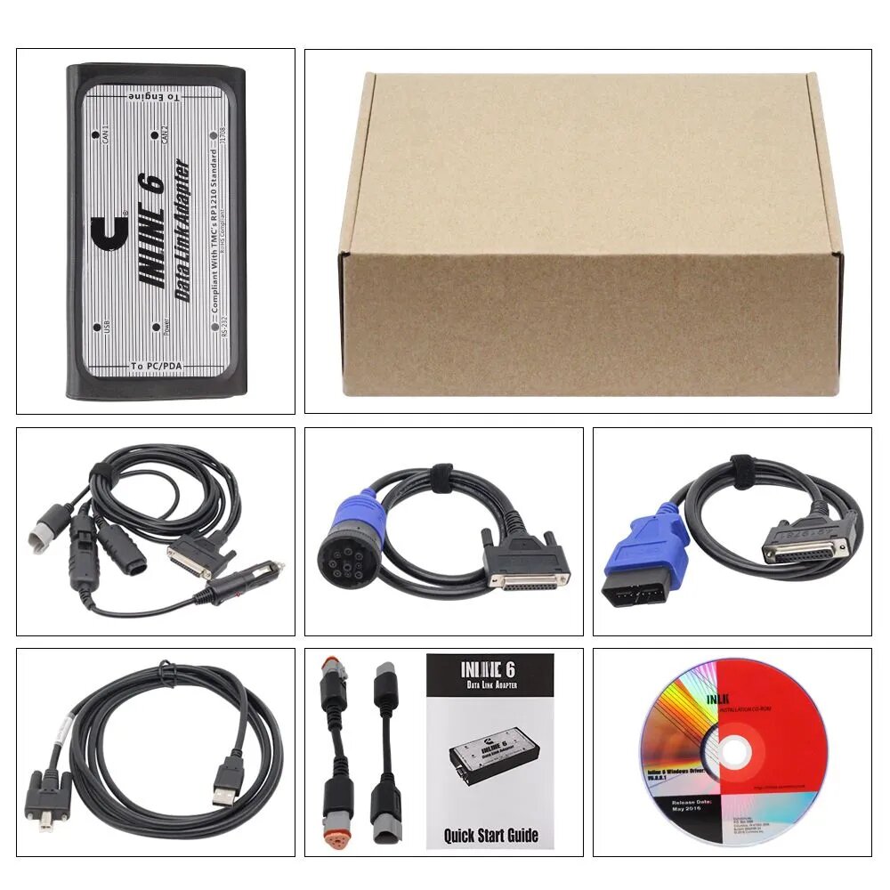 Для Cummins Inline 6 Data Link Adapter Heavy Duty Truck Диагностический инструмент в комплекте со сканером OBD2 V8.7