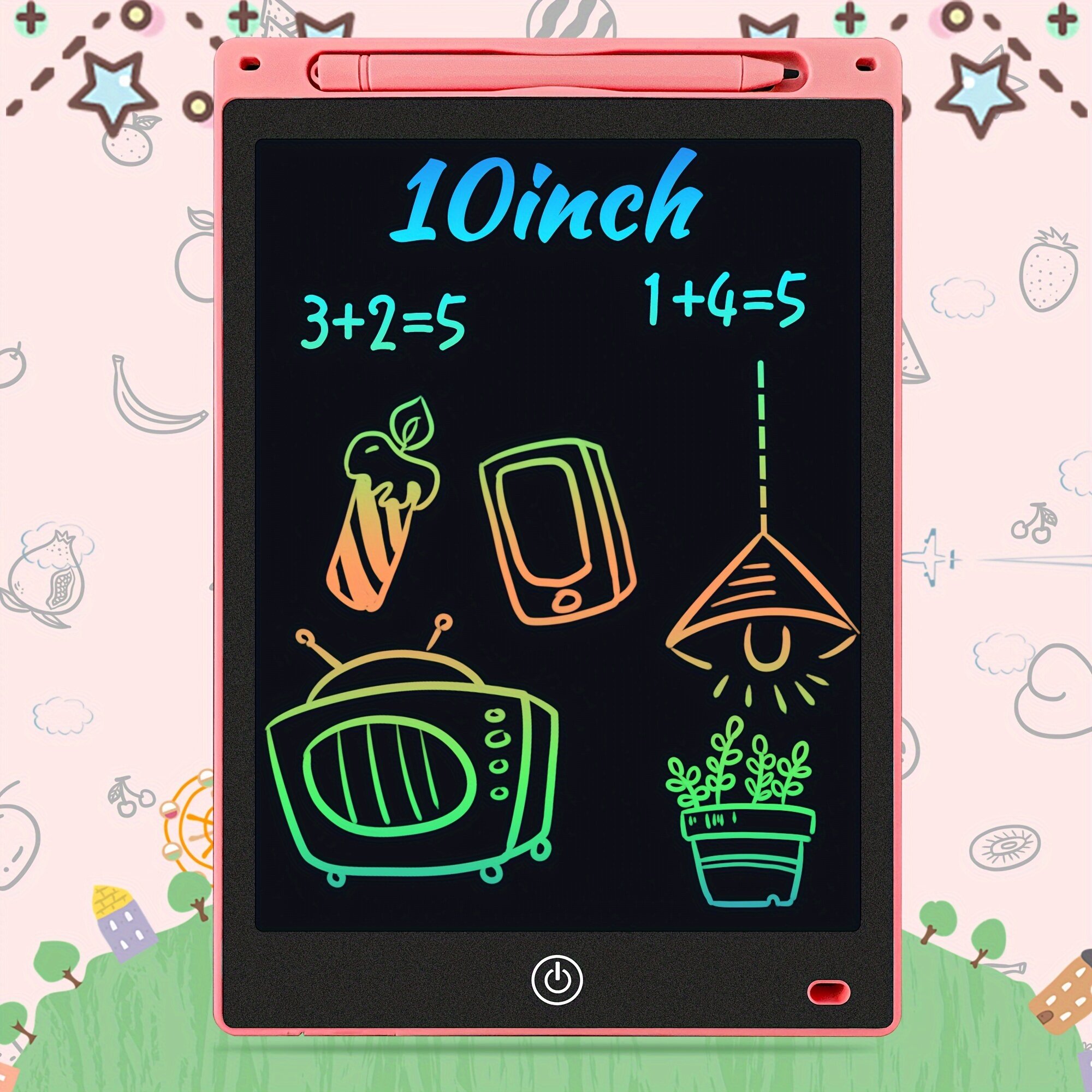 Детская LCD рисовальная доска 10 дюймов, многоразовая электронная доска для рисования с цветными линиями, розовый экран, для детей от 3 лет, обучающая игрушка, подарок