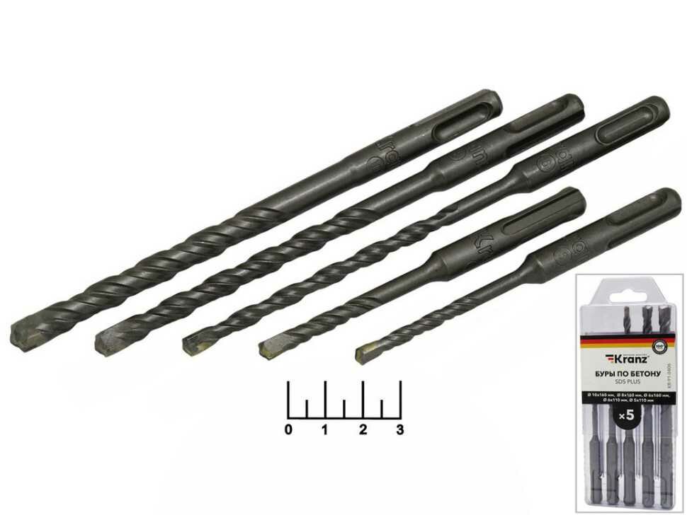 Набор буров по бетону Kranz KR-91-0406 (5 штук)