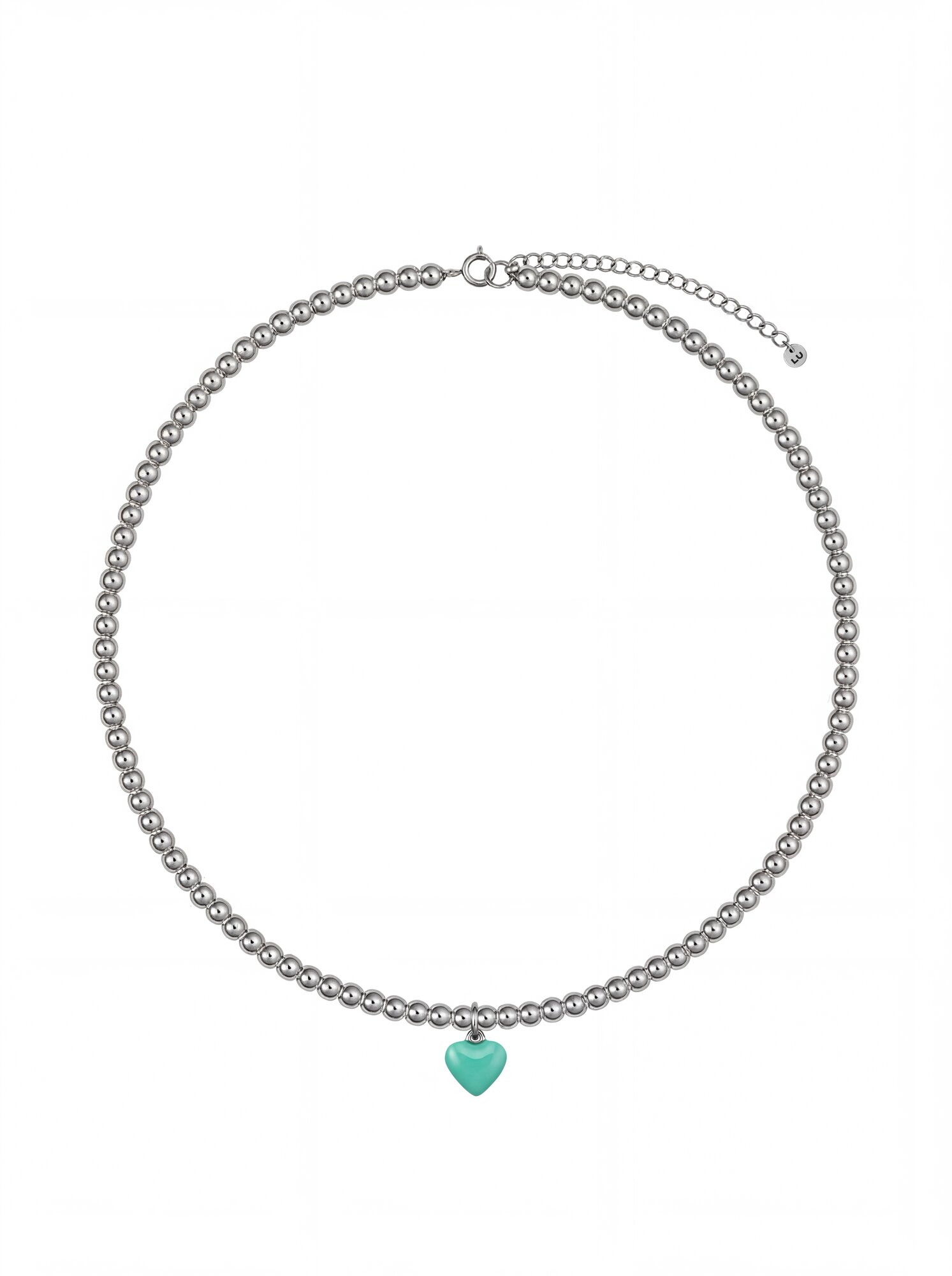 Колье LU Jewel, длина 34 см, серебряный, голубой