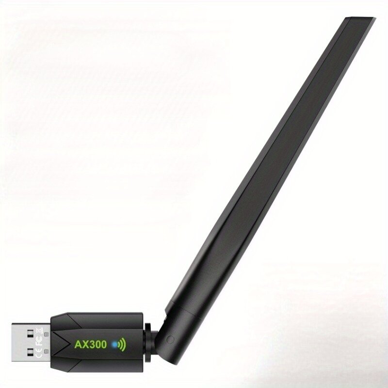 USB-адаптер Wi-Fi 6 с антенной 5dBi, беспроводной сетевой карта для ПК, без драйверов, черный