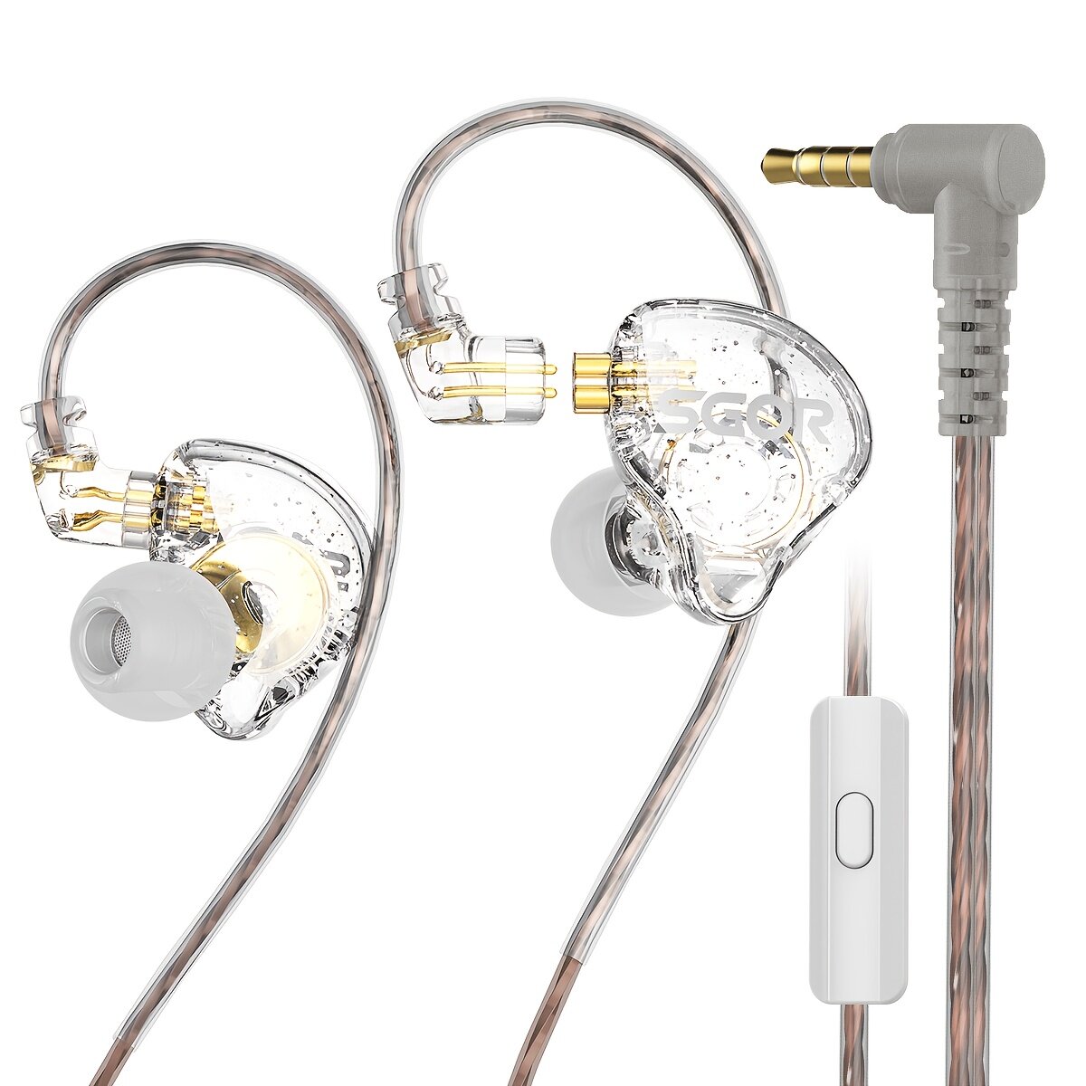 Внутриканальные Hi-Fi проводные динамические наушники SG01 с микрофоном, высокое качество звука, глубокий бас, сменный кабель