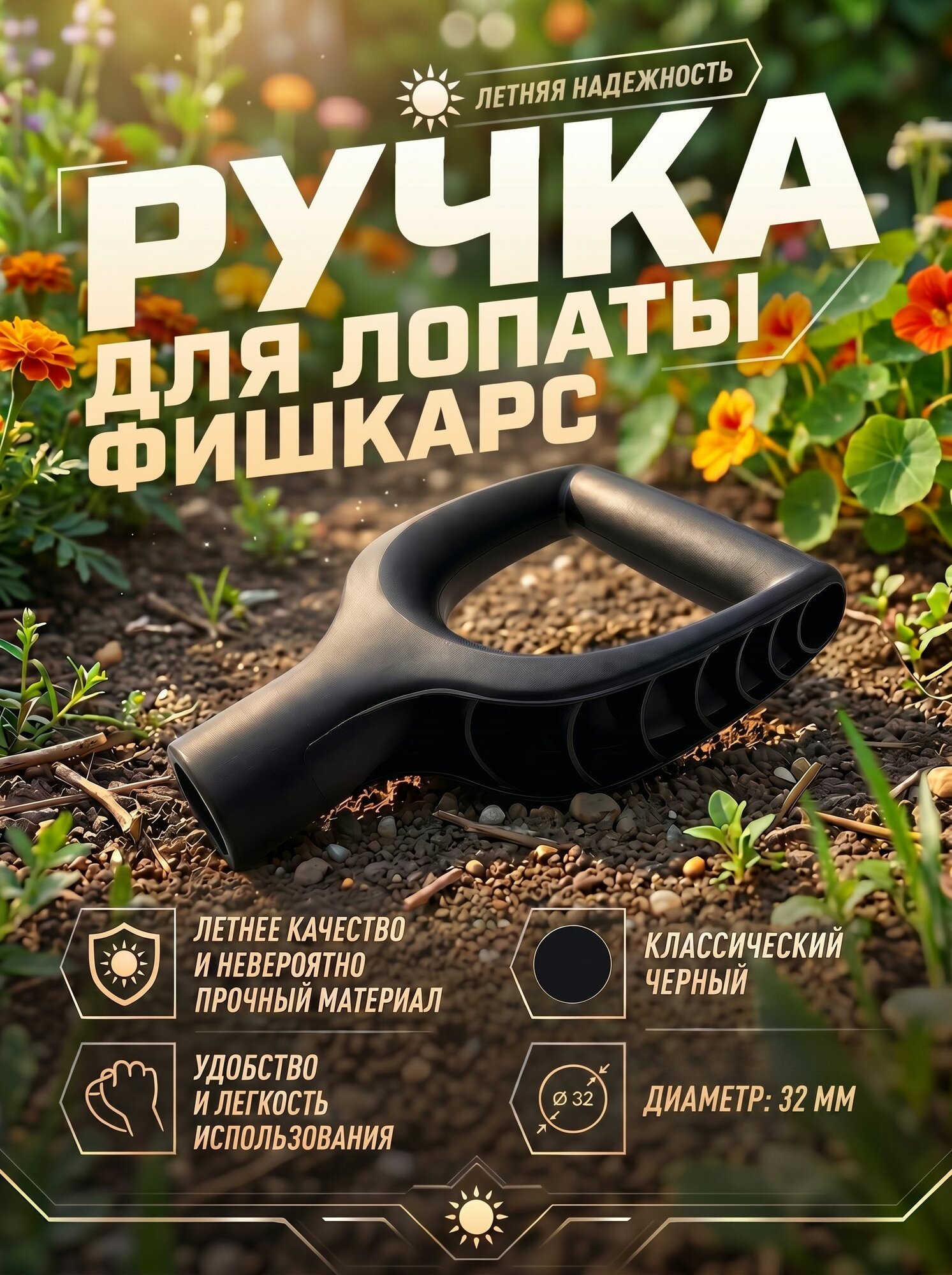 Ручка для лопаты особопрочная "Фишкарс" 32 мм особопрочная для лопаты 32 мм