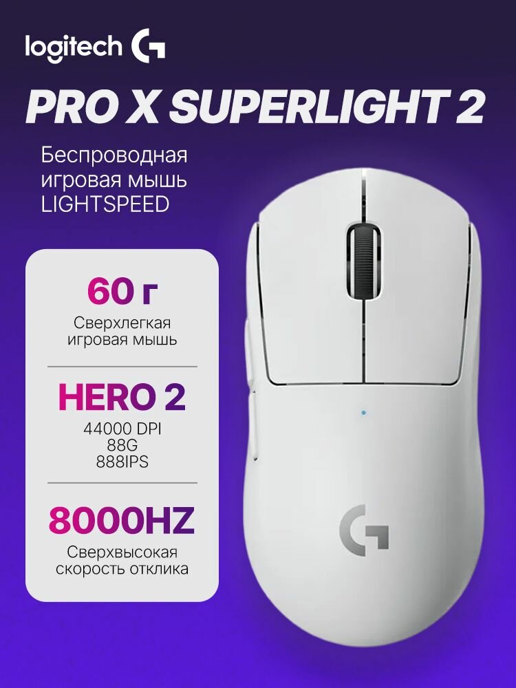 Logitech G Игровая мышь беспроводная PRO X SUPERLIGHT 2, белый