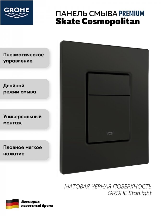 Панель смыва для инсталляции GROHE Skate Cosmopolitan черный матовый 38732BLACK