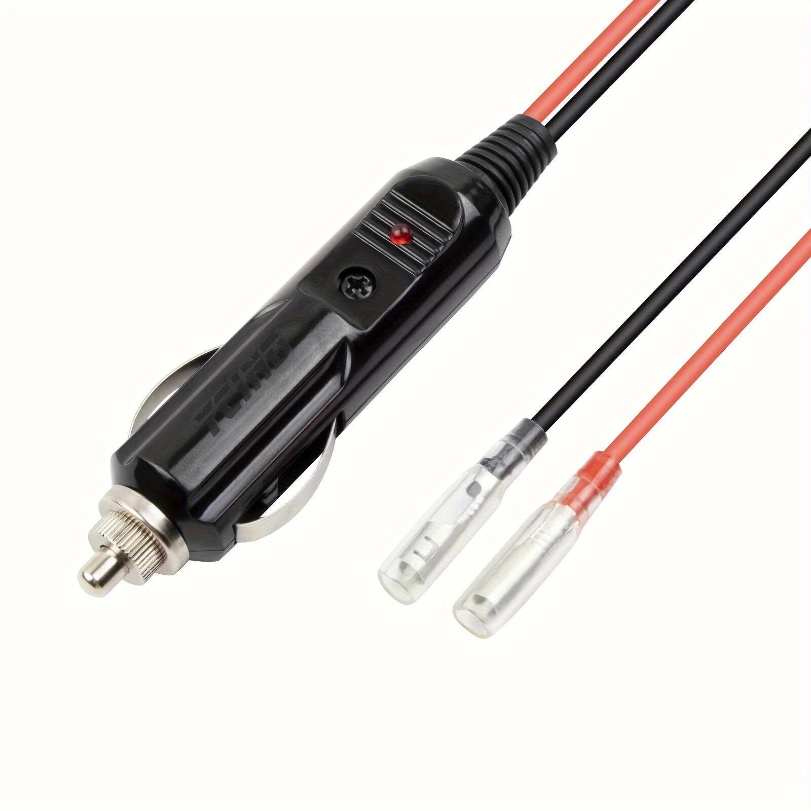Кабель-адаптер автомобильный 12V/24V, удлинитель с мужским разъемом, с LED-индикатором и предохранителем 15A, провода красный и черный, 120 см