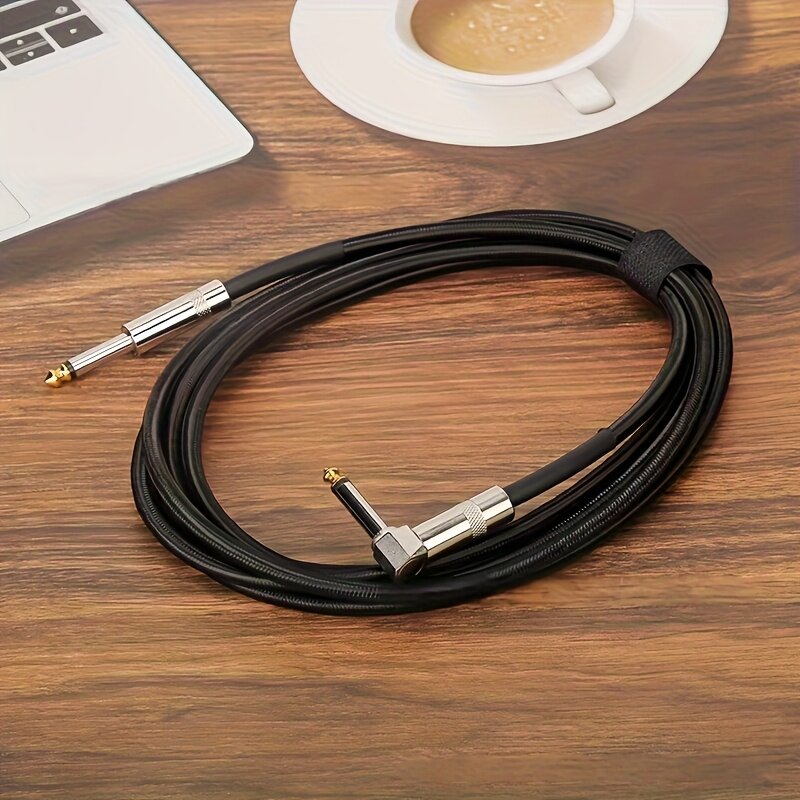 Высококачественный Hi-Fi кабель для электрогитары 6.35/6.5 мм, 1 м (39.37 дюйма), круглый неэкранированный Cat5e, для бас-гитары, фолк-музыки, снижение шума звукоснимателя, гибкая скрутка, усиленные разъемы, для живых выступлений и студийно