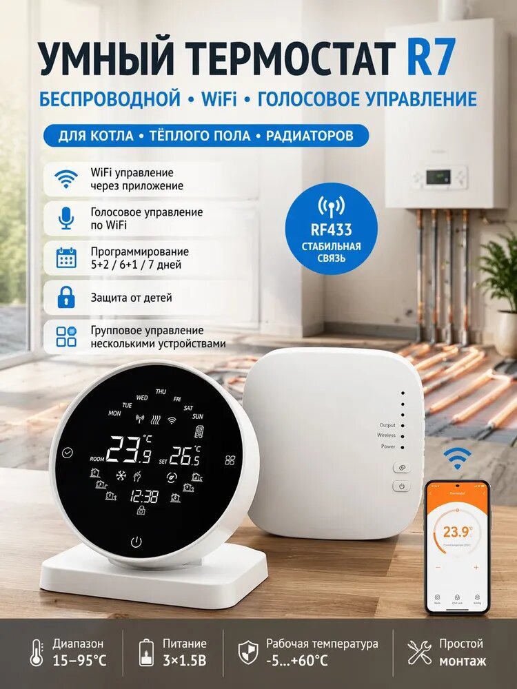 Терморегулятор, термостат Универсальный, белый