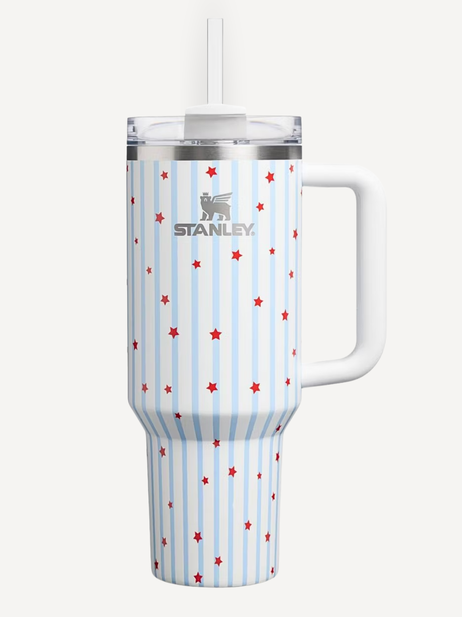 Термокружка Stanley Quencher H2.0 FlowState 1.18 л (40 oz), с трубочкой, цвет бело-голубой со звёздами (Blue Starry Stripes), оригинал США