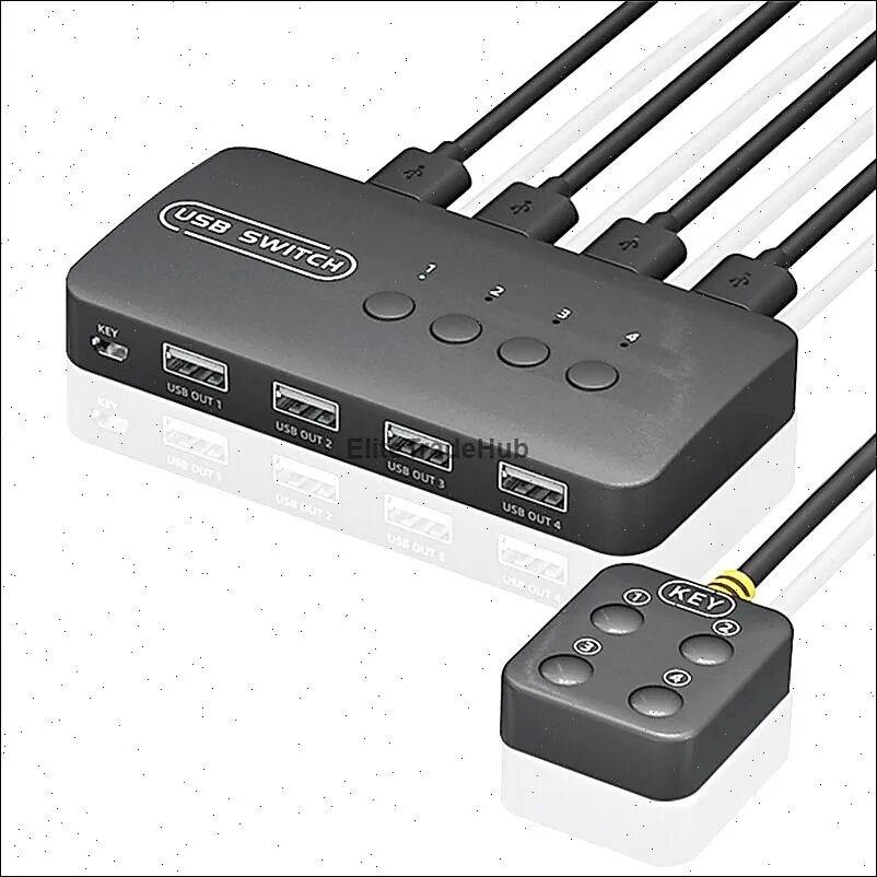 KVM-переключатель USB-переключатель Адаптер общего контроллера 4 входа 4 выхода