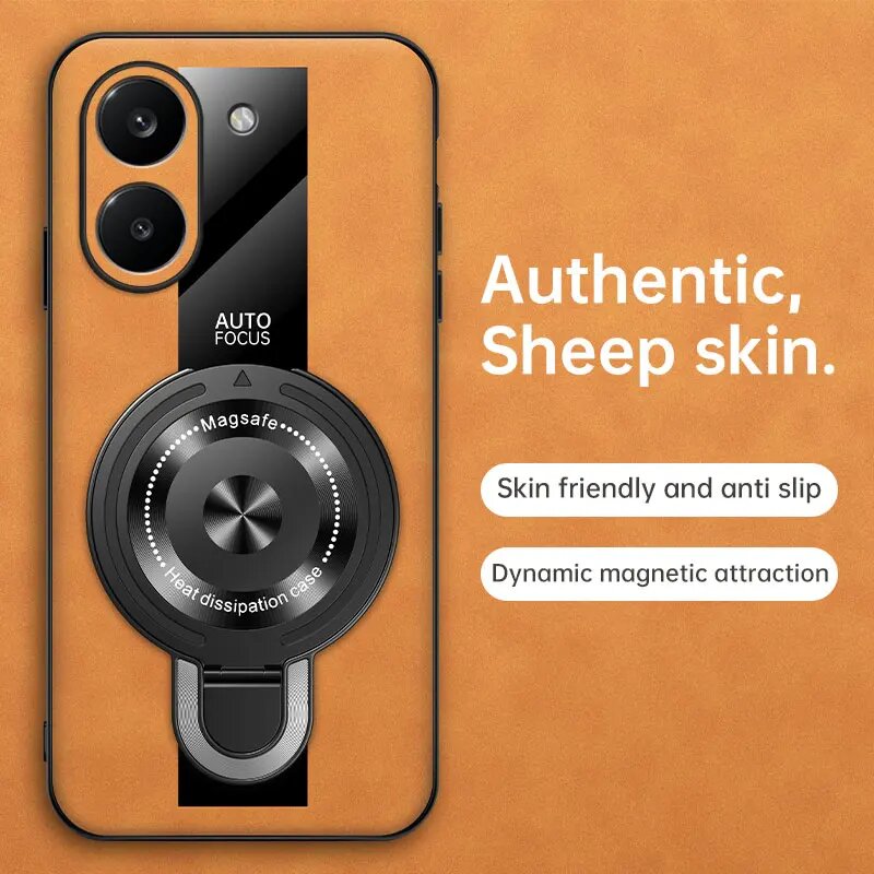 Чехол для POCO X8 Pro с магнитным кольцом для беспроводной зарядки, Коричневый, brown, Redmi Turbo 5