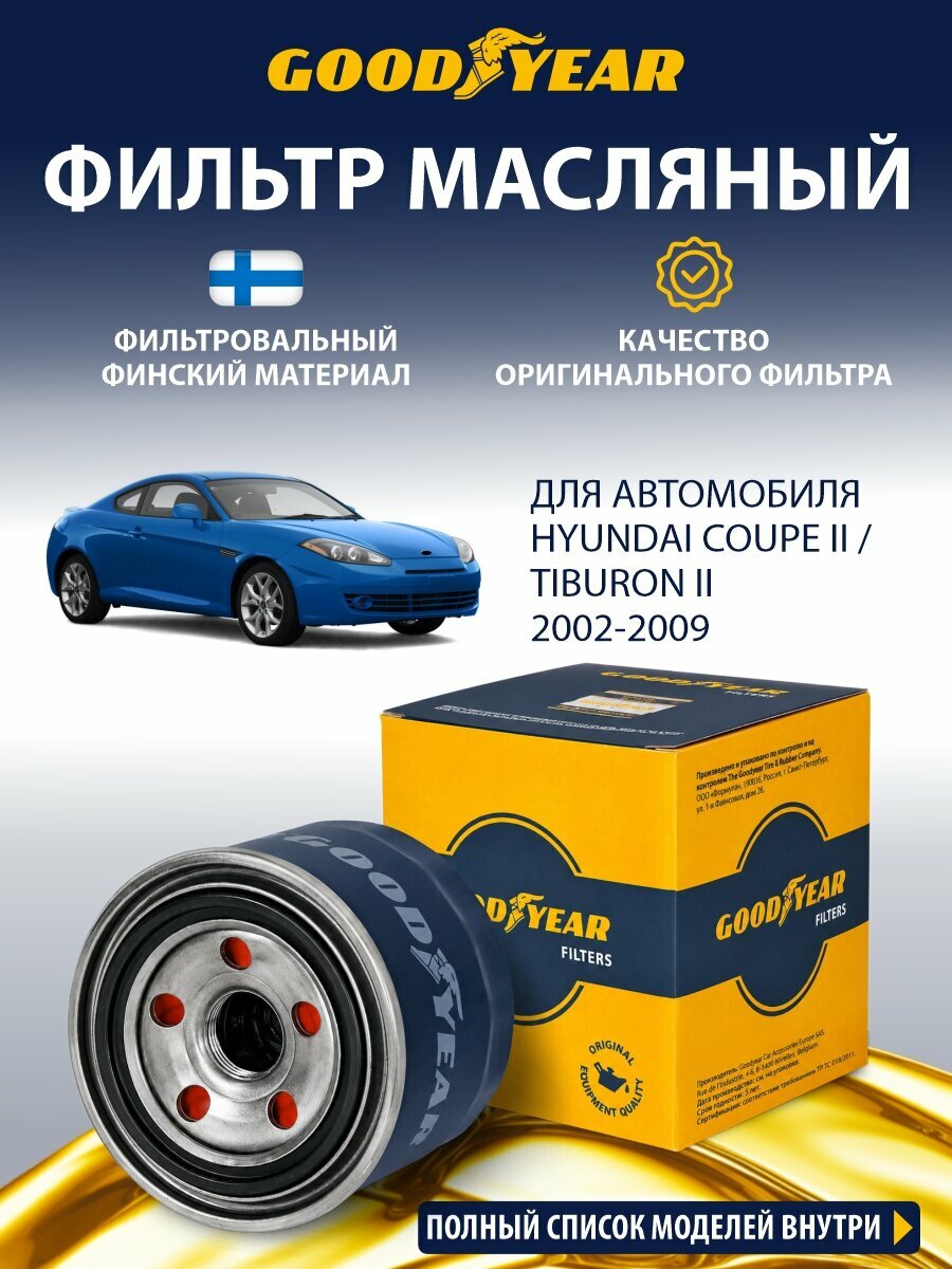 Фильтр масляный автомобильный HYUNDAI COUPE TIBURON 2 пок. 1.6 16V 2.0 2.7 2002-2009