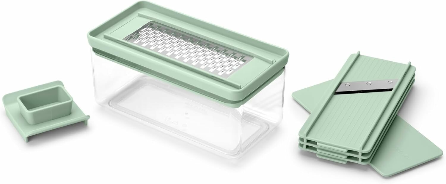 Набор для нарезки и натирания овощей Brabantia Tasty+ с контейнером, 22х11х10.5 см, цвет нефритово-зеленый - 145469