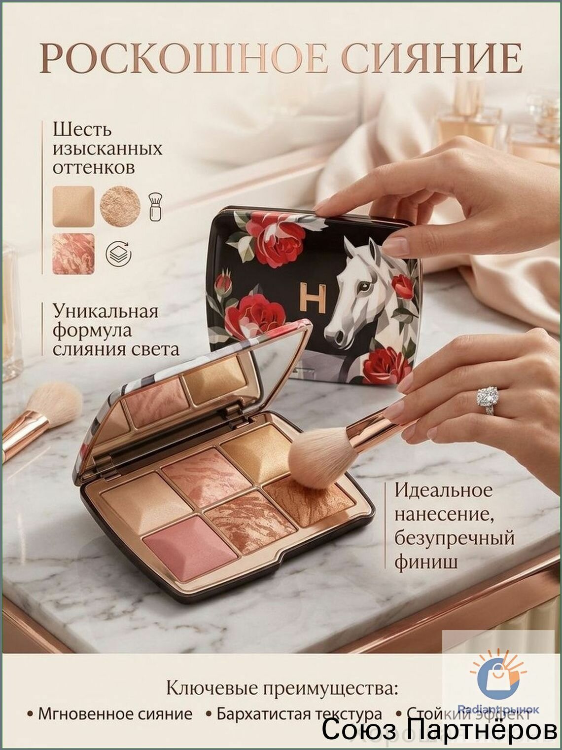 Палитра для лица Hourglass Ambient Lighting Palette 2025, румяна, хайлайтер, контурную -Horse румяна хайлайтер контурная палитра