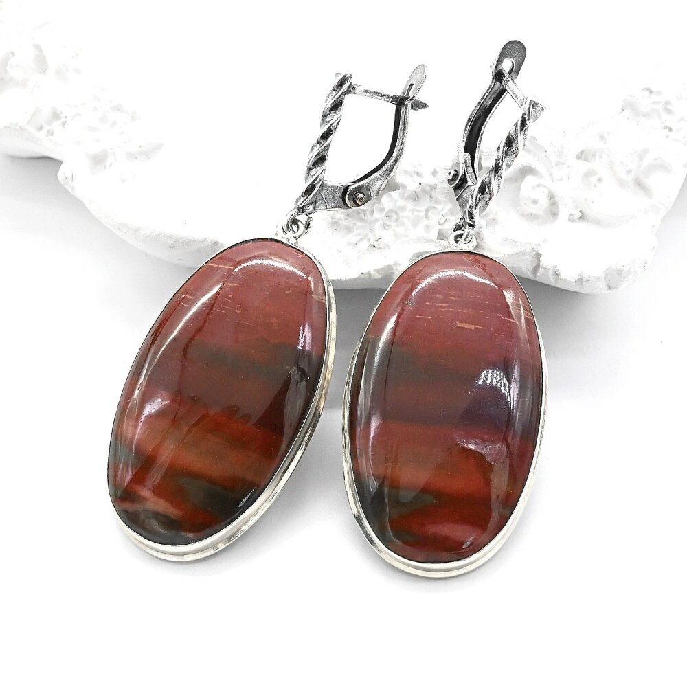 Серьги, яшма