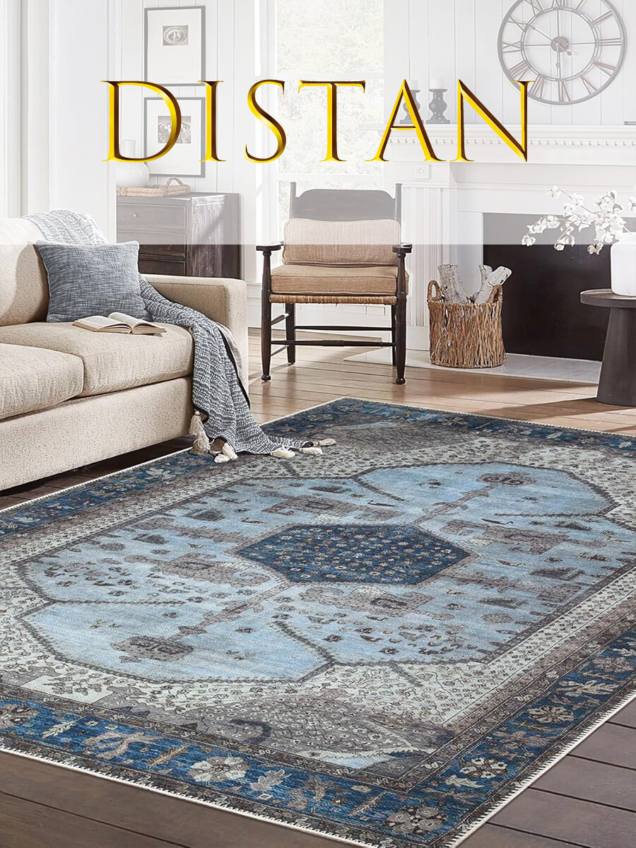 DISTAN Ковер 300x200 см 6 мм винтажный светло-синий