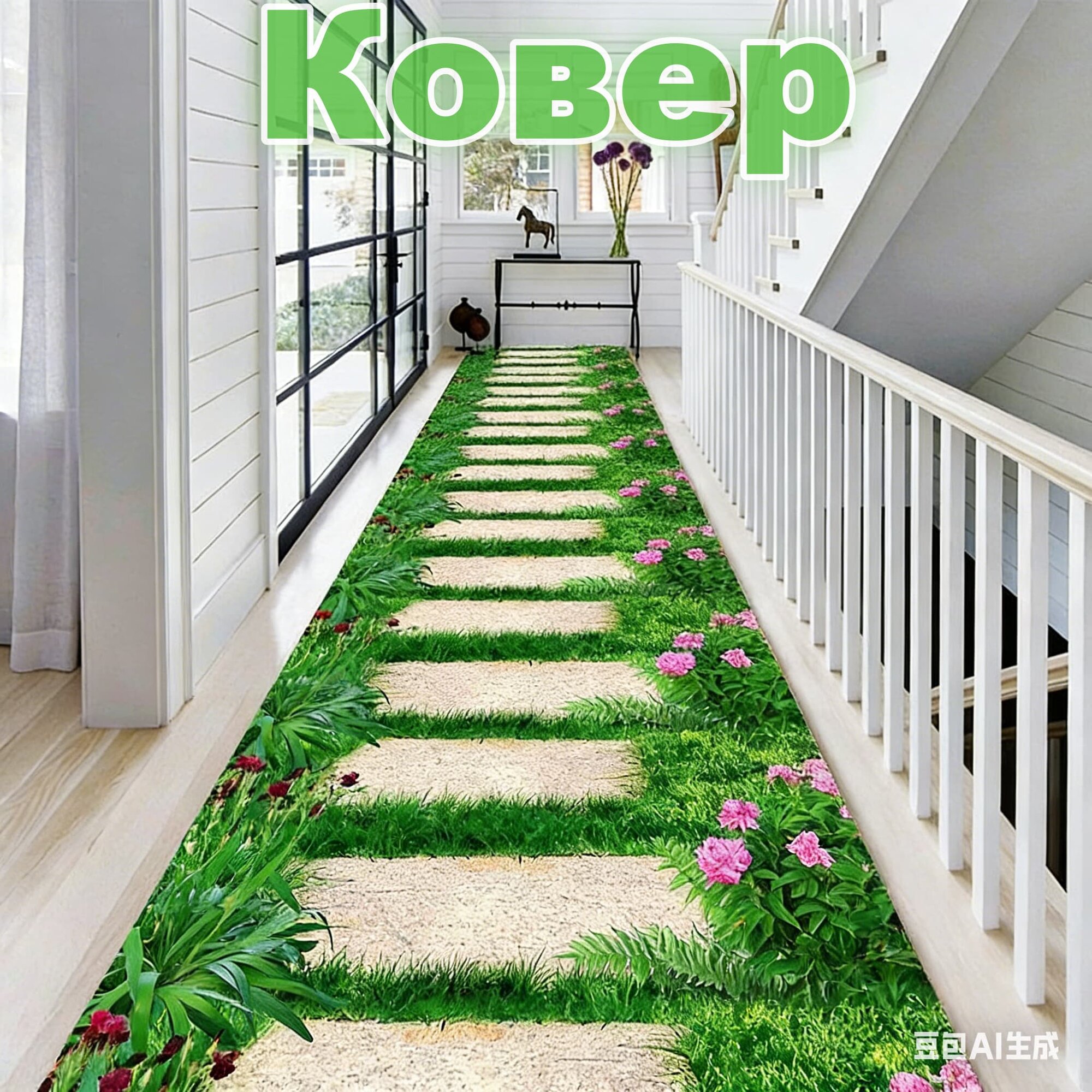 Ковер дорожка 180x500 см 0 мм 3d-эффект светло-коричневый