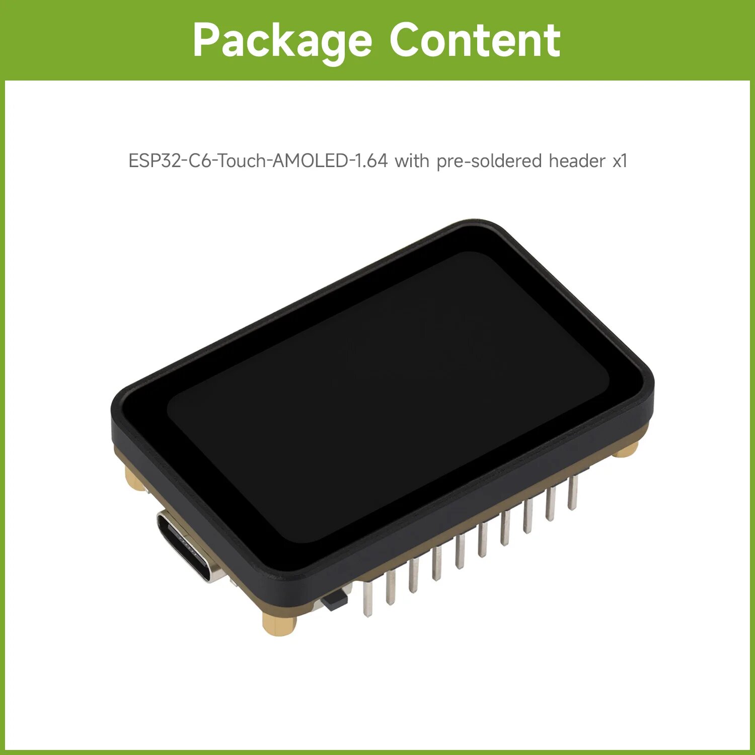 ESP32-C6-Touch-AMOLED-1.64 с pre-soldered header