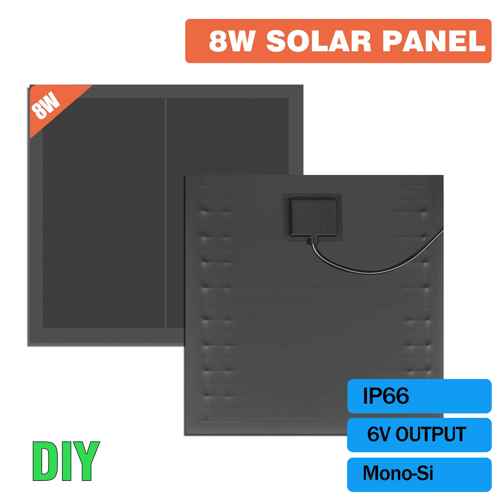 IXSolarleap Солнечная панель 8 Вт 6В монокристаллическая портативная