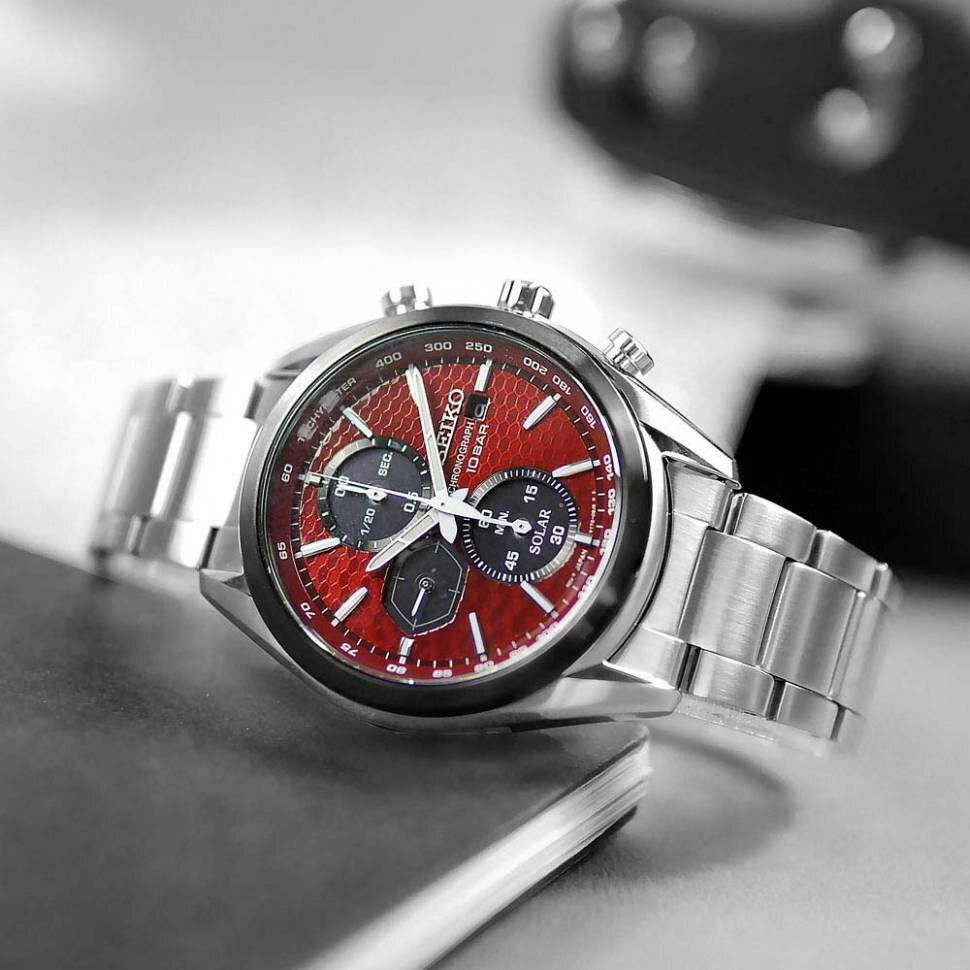 Наручные часы SEIKO CS Sports, серебристый/красный — фото 1