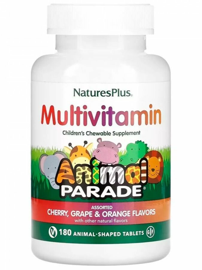 Комплекс жевательных мультивитаминов для детей( Chewable multivitamin complex for children) Animal Parade, 180 шт