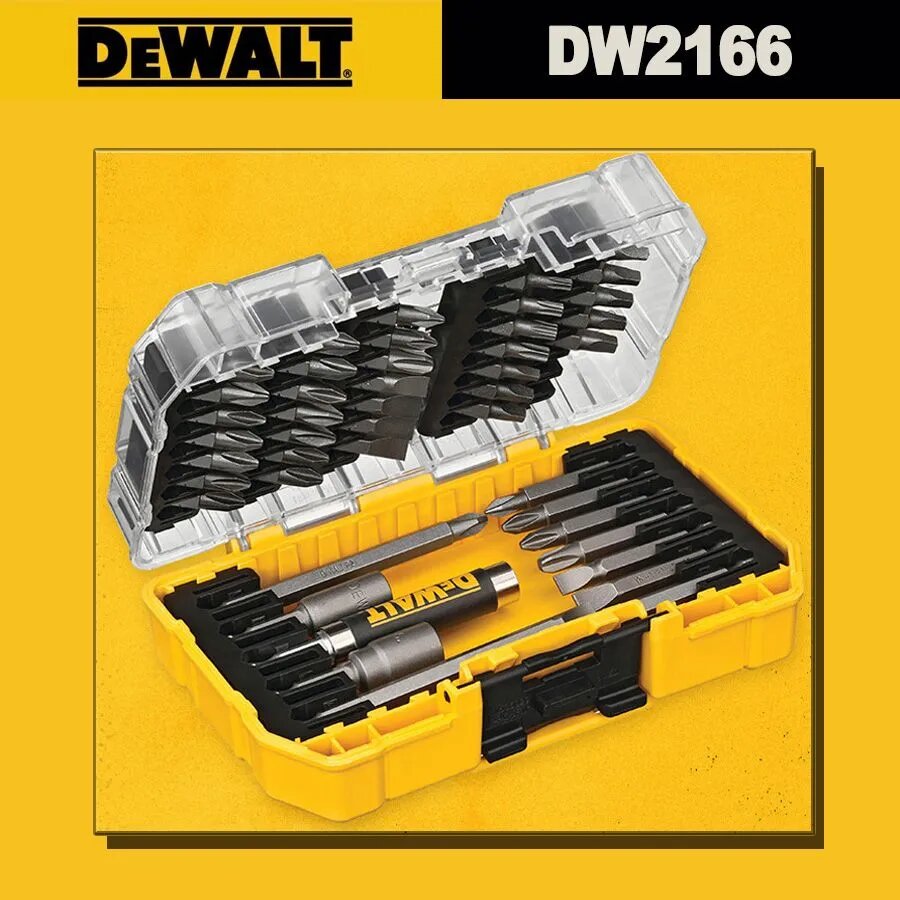 DEWALT DW2166 Набор отверточных бит, Аксессуары для электроинструмента, Набор магнитных ударных сверл, 45 предметов