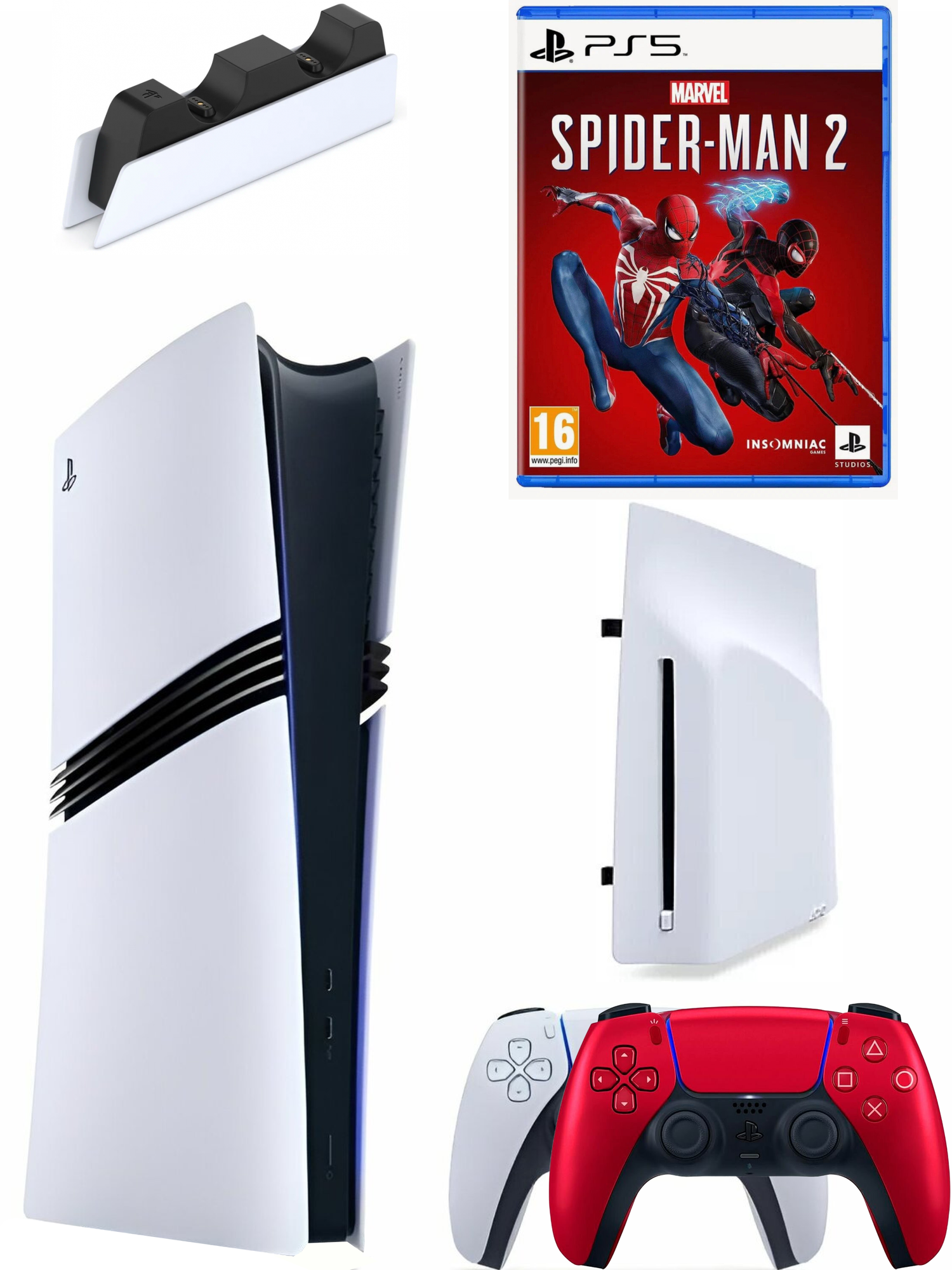 Игровая приставка Sony PS 5 Pro Digital Edition+Зарядная станция+ Дисковод +2-ой геймпад+Marvel Spider Man 2 , 2Tb SSD