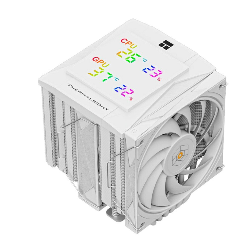 Thermalright Вентиляторы Кулер Royal Knight 120 Digital White LGA115X 1200 1700 1851 2011 2066 AM4 AM5 2x120mm PWM Fan, медное основание, 6 тепл.