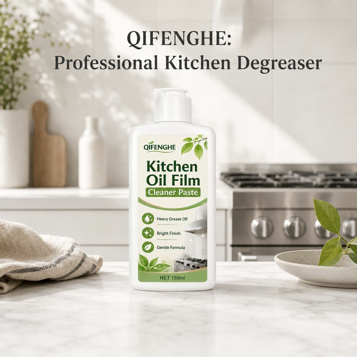 QIFENGHE чистящая паста-антижир для кухни, плит, духовок и вытяжек, удаляет жир, нагар и масляную пленку, для металла и плитки, 150 мл для духовок и вытяжек для металла для плитки удаление жира и нагара