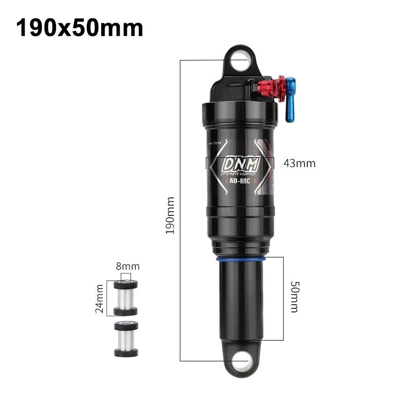 Задний амортизатор для горного велосипеда DNM AO-8RC 165/190/200/210/230 мм с воздушной подвеской для спуска с горы