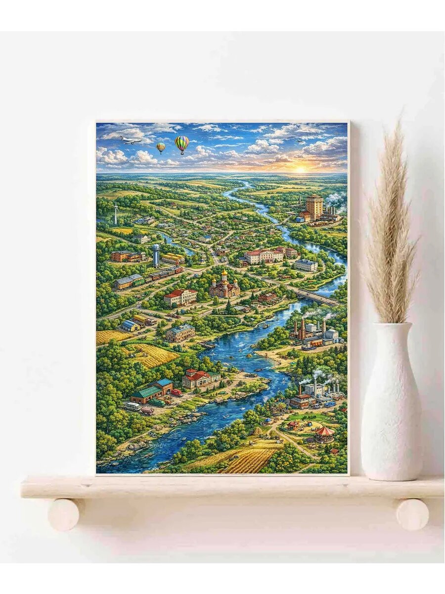 Эртиль, Россия, Fantasy Map, Карта, Плакат 30x42см