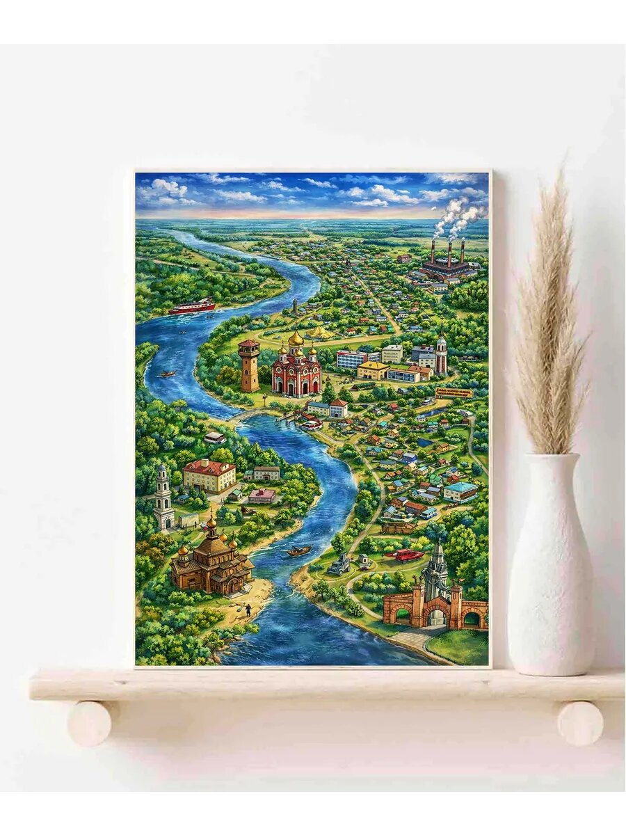 Петриков, Беларусь, Fantasy Map, Карта, Плакат 30x42см
