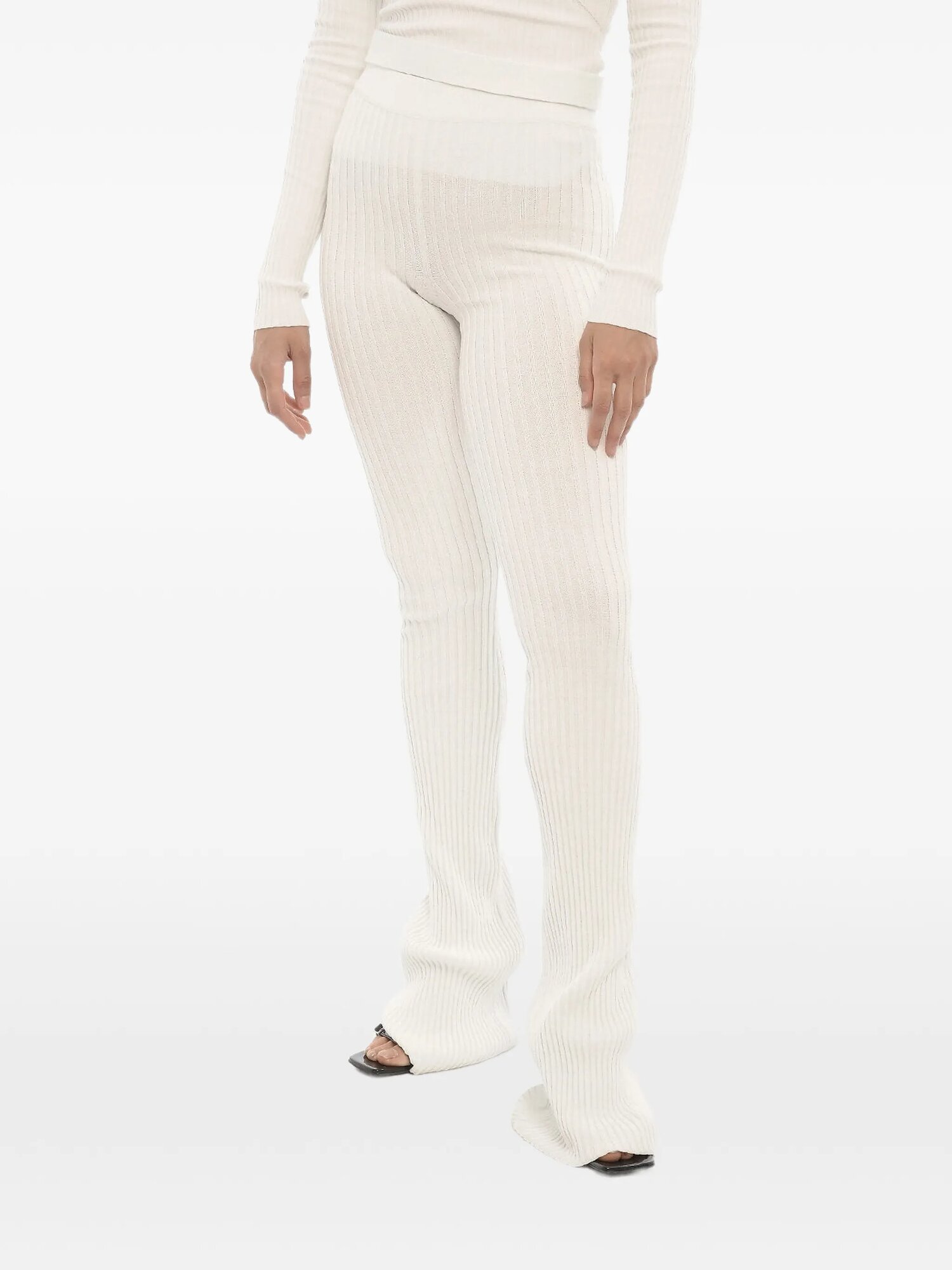 Брюки Ribbed-knit flared trousers