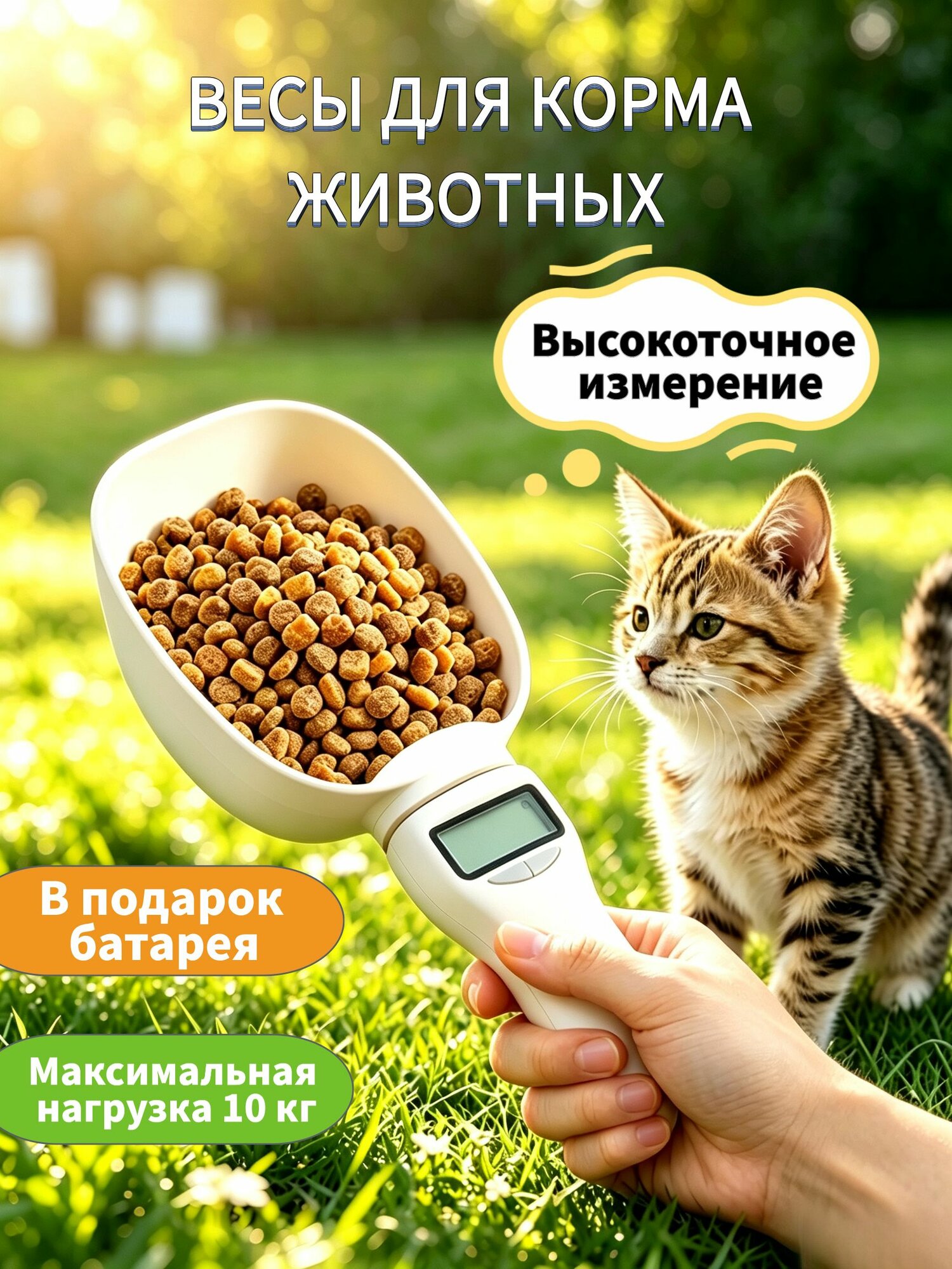 Мерная ложка для корма, Оснащён светодиодным (LED) дисплеем, подходит для кошек и собак.