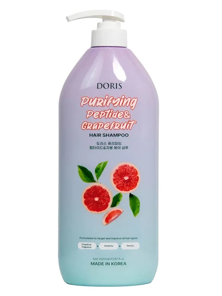 Шампунь для волос с экстрактом грейпфрута Jigott Doris Purifying Peptide & Grapefruit Hair Shampoo, 1000 мл