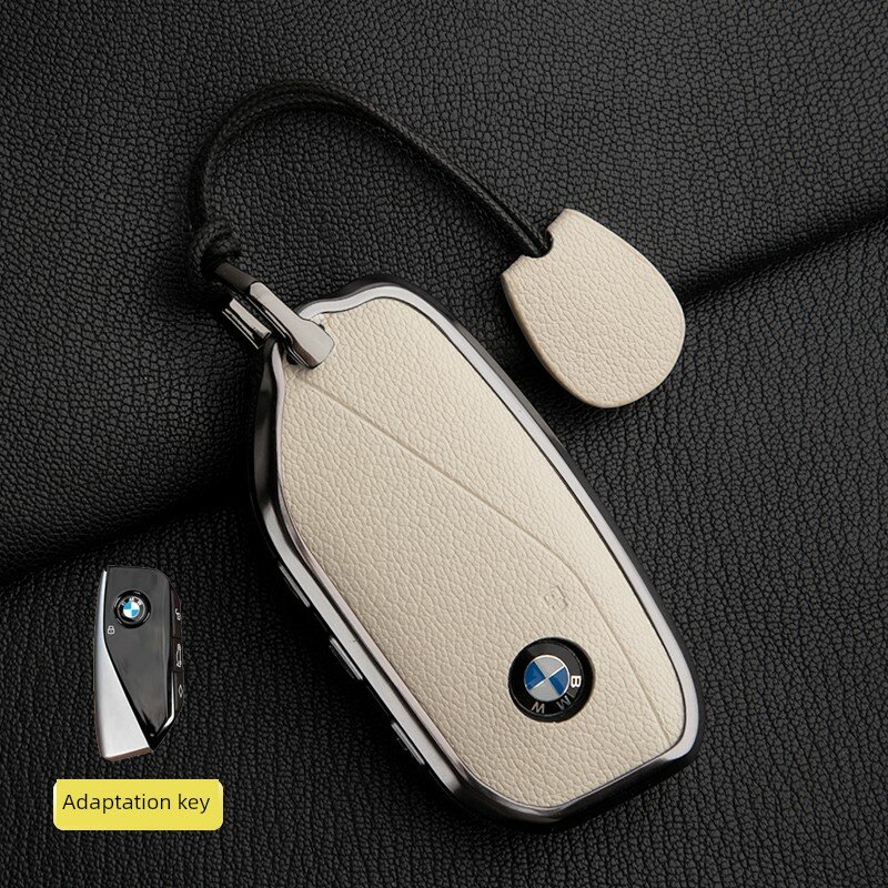Бежевый брелок BMW M Logo для 2025 BMW X3/X5/X1/X6/X7, французская козья кожа с вырезным логотипом и ручным ремешком