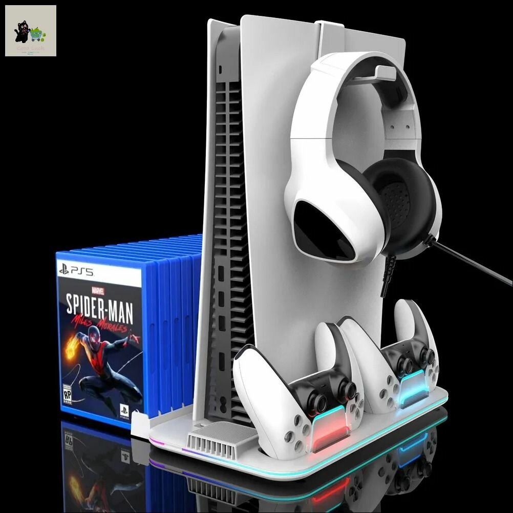 Подставка для охлажения PS5 с встроенной док станцией для геймпадов playstation 5