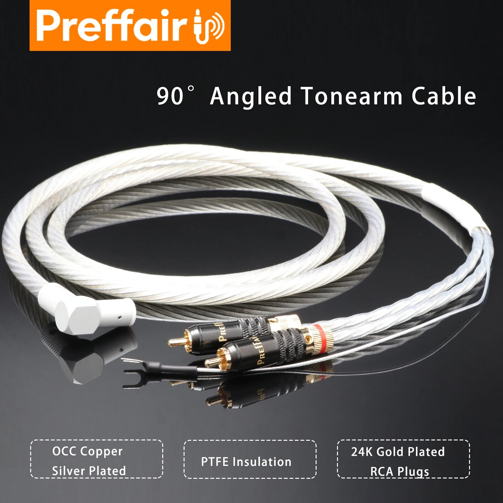 Аудиокабель Preffair HiFi DIN Twist Locking 5Pin - 2RCA OCC серебро X417 DS06 5DIN ELBOW, 1,5 м