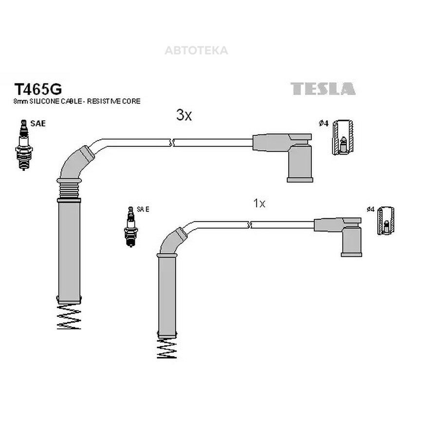 Провода высоковольтные комплект Ford Fiesta V KA (RB) 1.3L 09.1996 - 11.2008 TESLA T465G