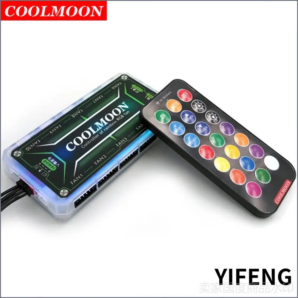 Контроллер RGB COOLMOON с ПДУ: 10 портов для вентиляторов, 2 для LED-лент