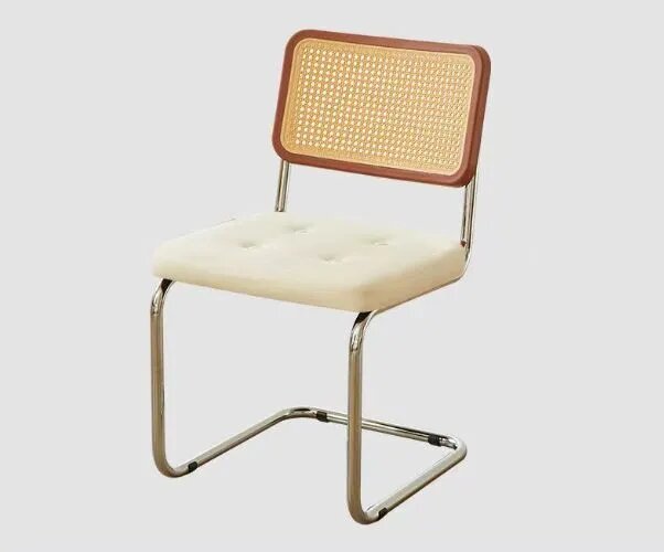 Стул белый/коричневый, минимализм, искусственная кожа, металл, 48x84x43 см, нагрузка 150 кг