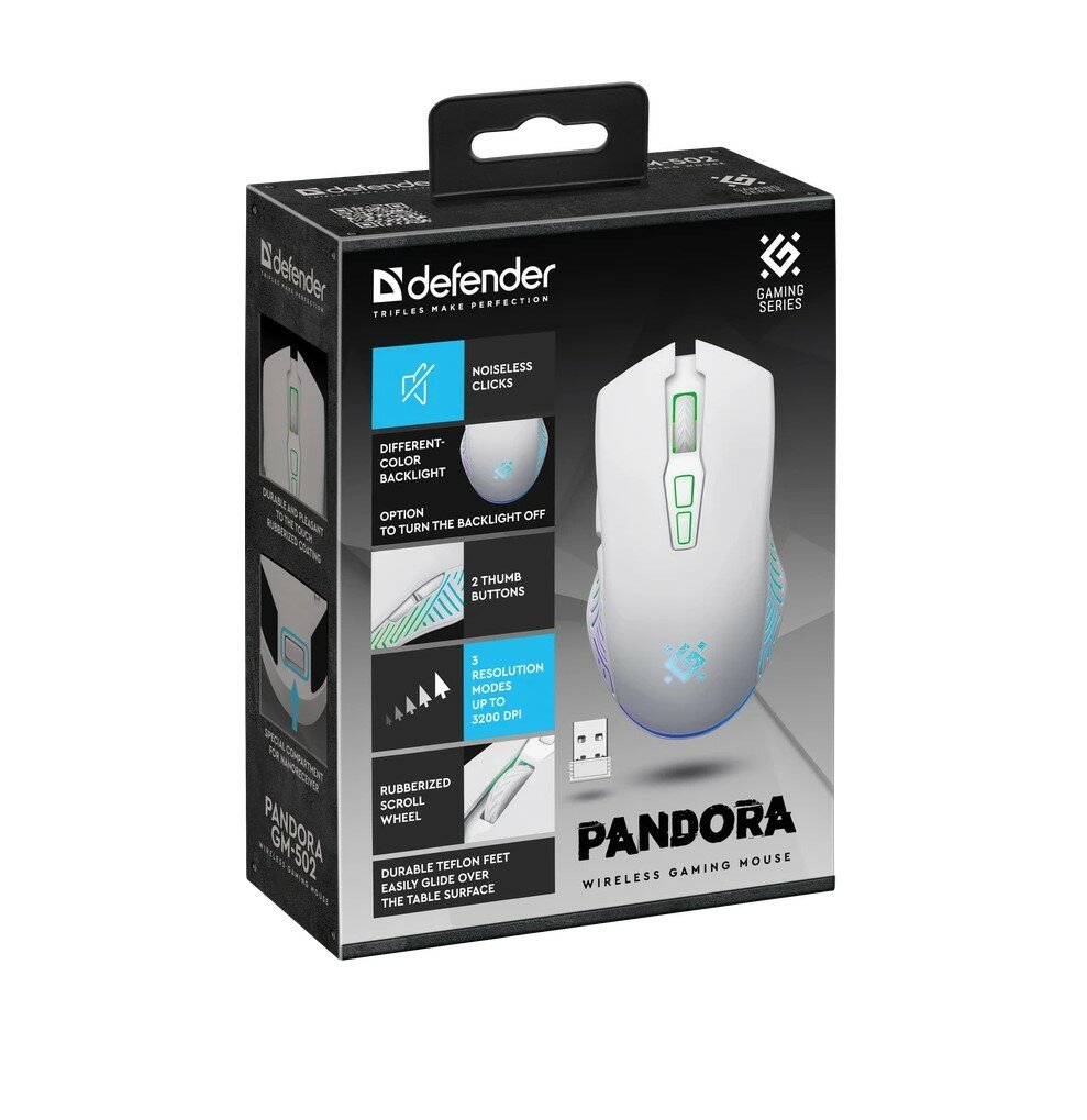 Мышь Defender Pandora GM-502, белый