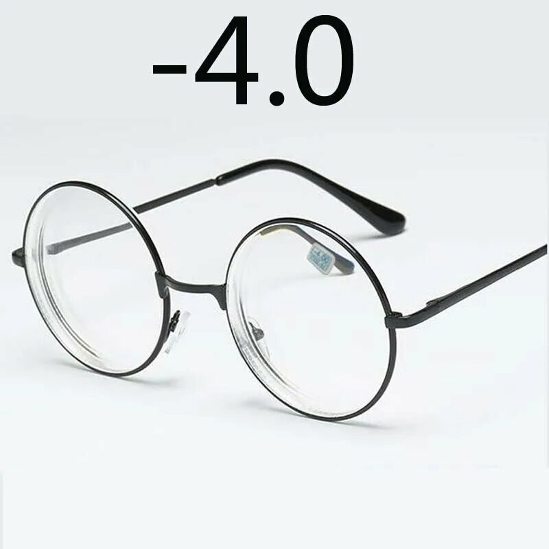Круглые очки Myopia -4.0, черная оправа