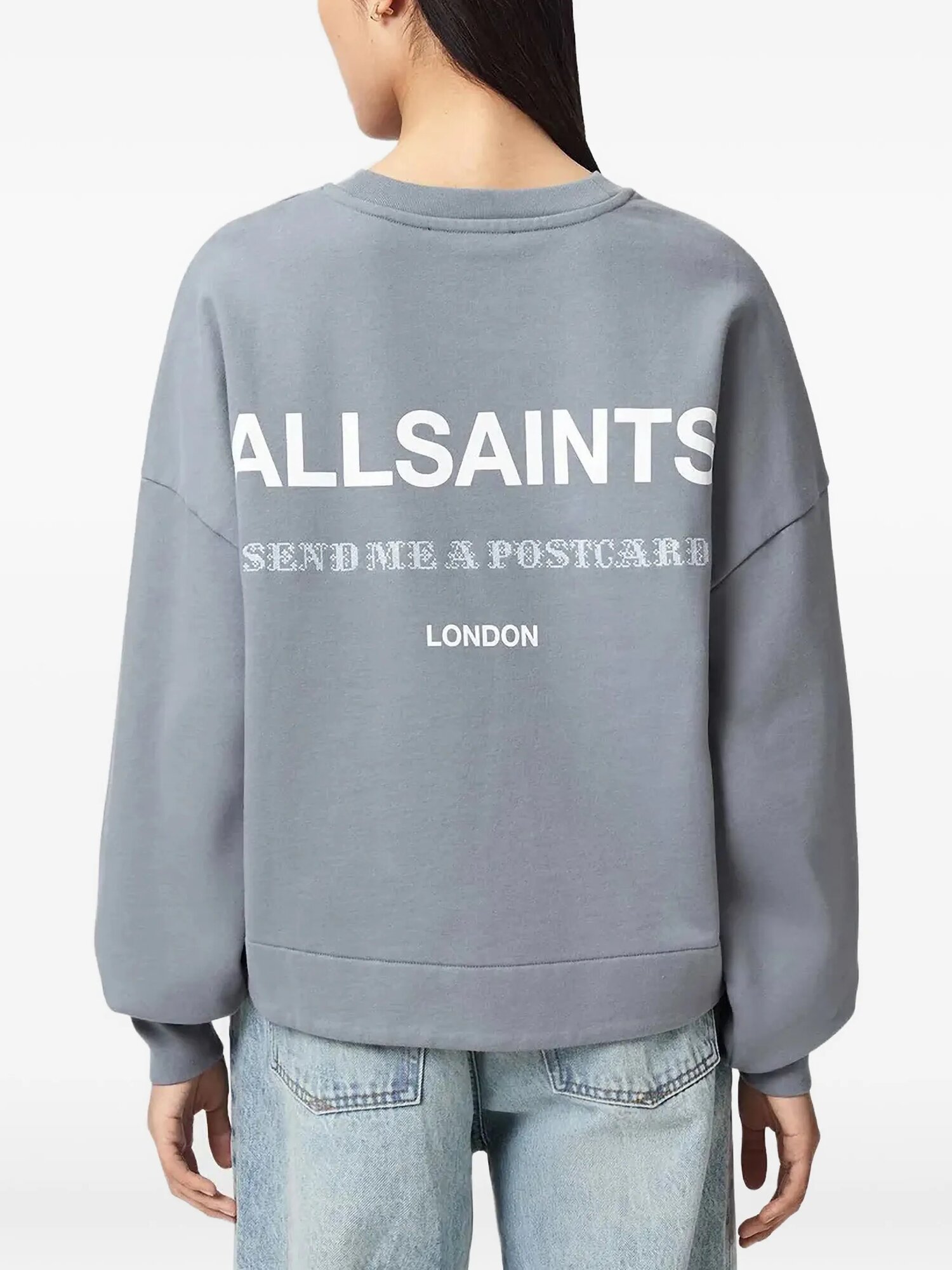 Толстовка AllSaints Logo-print oversized sweatshirt, размер 38, , Синий принт — фото 1